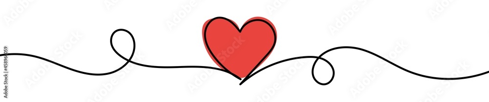 Heart line art drawing vector background. Continuous one line design ...