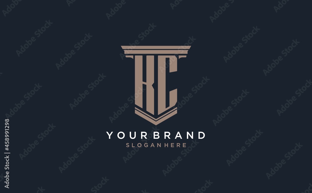 KC initial logo with pillar style, luxury law firm logo design ideas ...