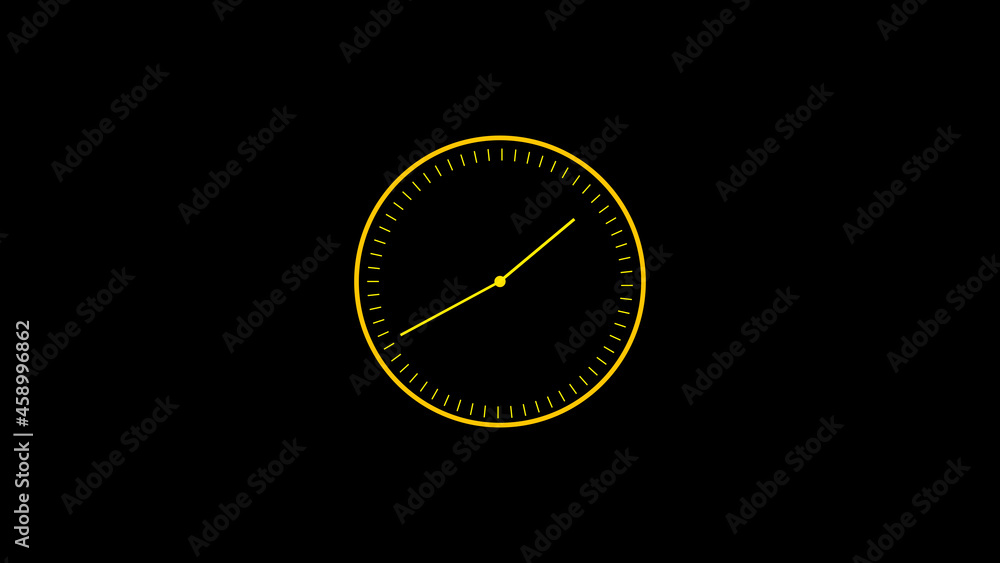 clock animation. abstract yellow color digital clock animation on black ...
