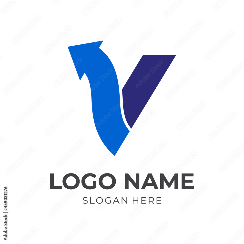 letter V arrow logo vector, letter V and arrow, combination logo with ...