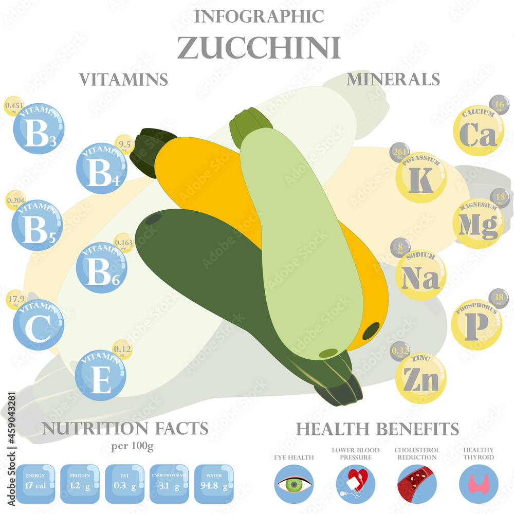 Zucchini nutrition facts and health benefits infographic Stock Vector ... Zucchini nutrition facts and health benefits infographic Stock Vector ...