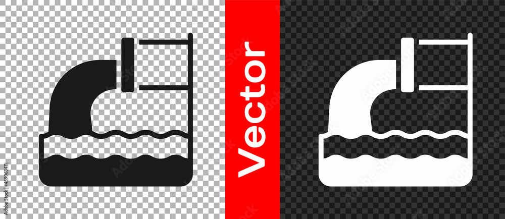 Black Wastewater icon isolated on transparent background. Sewer pipe ...