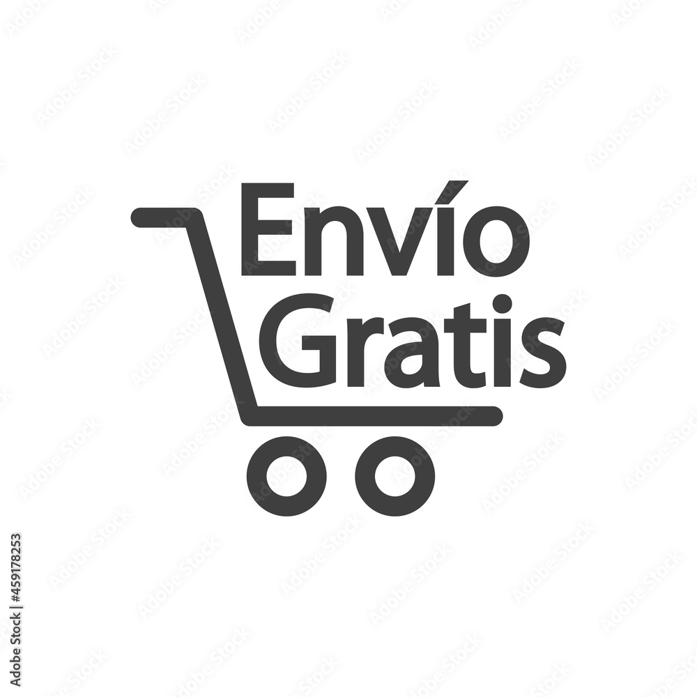 Vector de Stock Logotipo con texto Envío Gratis en español con silueta de carrito de la compra ...