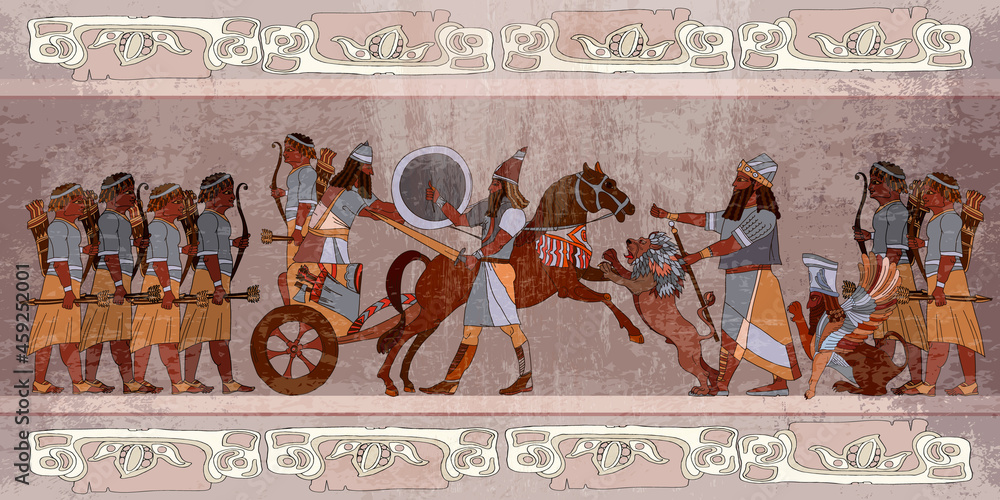 Vektor Ancient Sumerian culture. Battle scene. Mesopotamia. Middle East ...