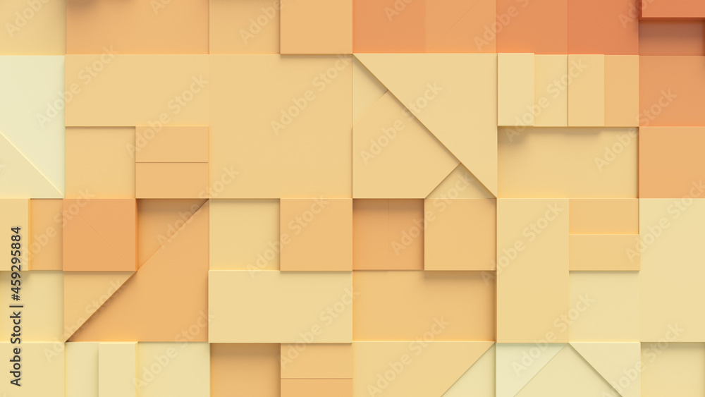 Abstract background created from interlocking Orange and Yellow Shapes. Business 3D Render ...