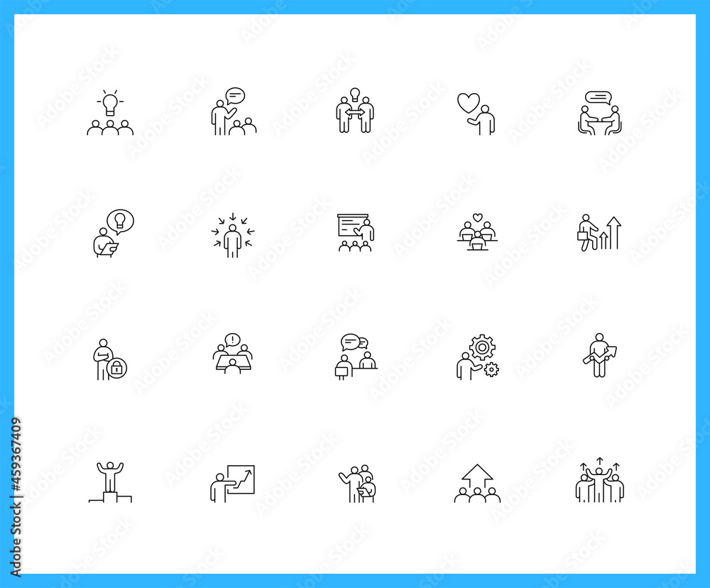 Collection of UI UX linear icons and color icons. people, point, work ...
