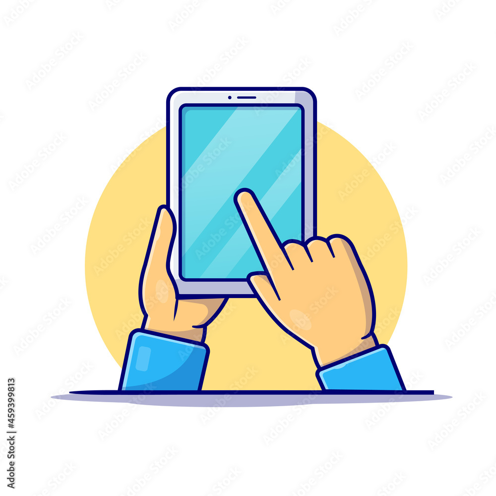 Hand Holding Tablet Cartoon Vector Icon Illustration. Technology Object ...