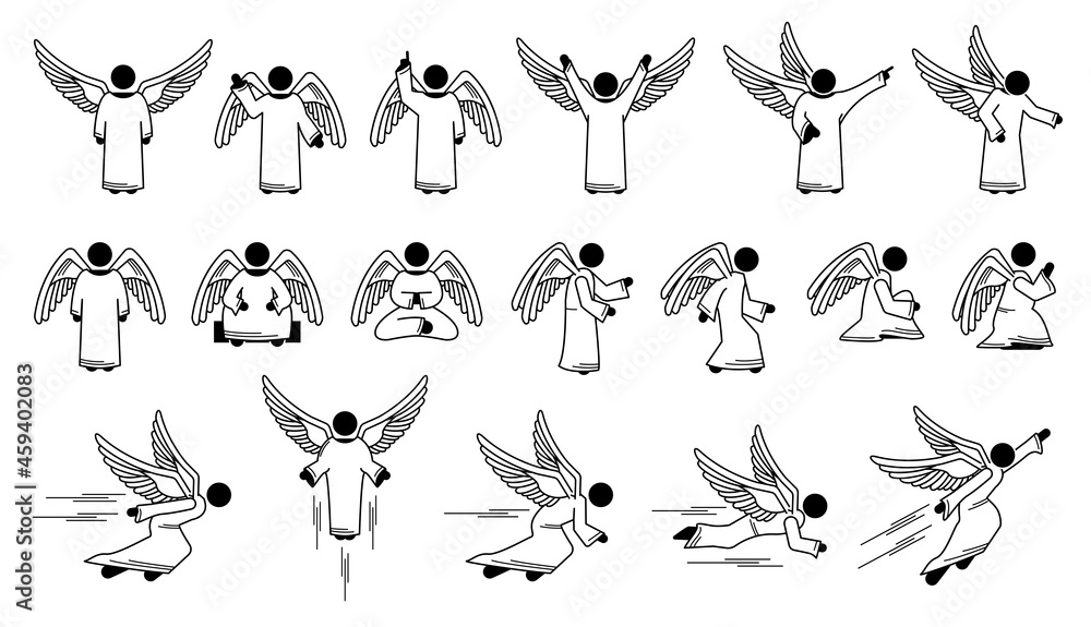 God angel basic poses and actions character designs stick figure ...