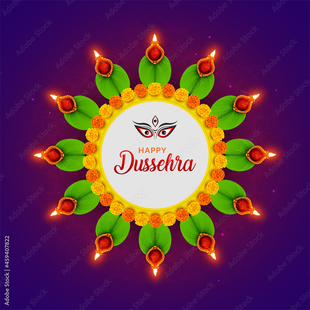 Vector de Stock Happy Dussehra festival, Navratri, Durga Puja, Ravanna ...