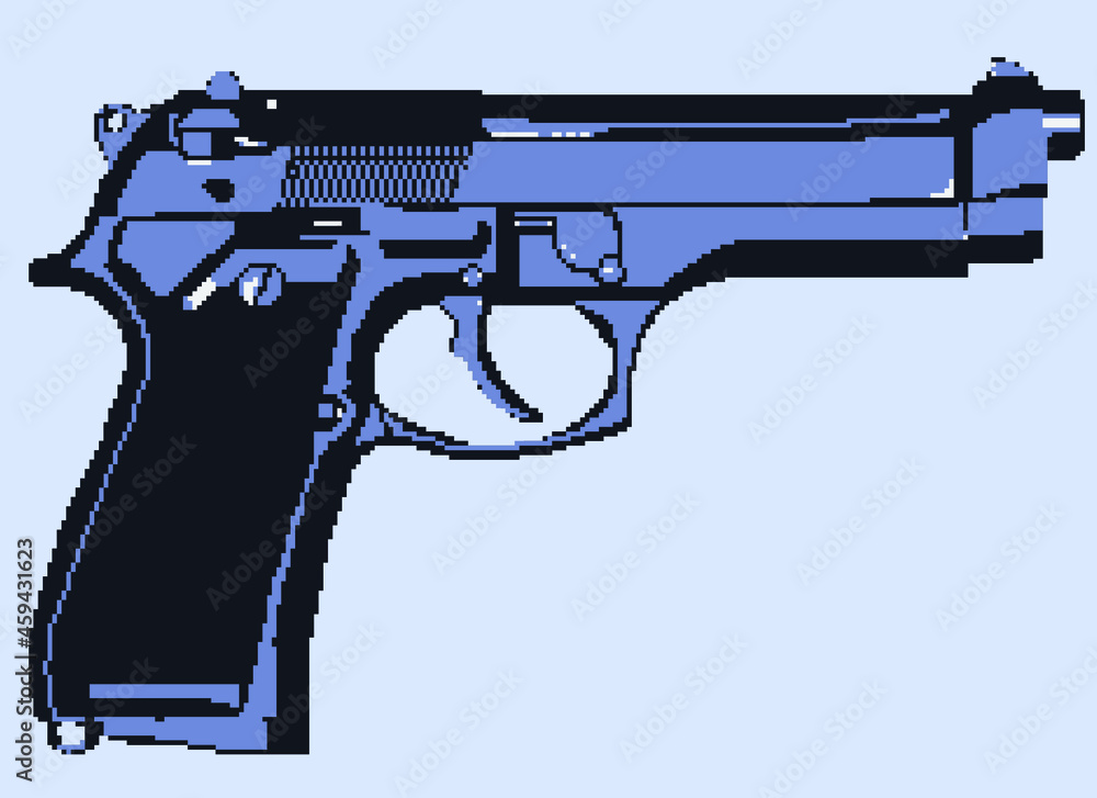 Pixel art pistol 8bit game item. Vector pixel art gun. 素材庫向量圖 | Adobe Stock