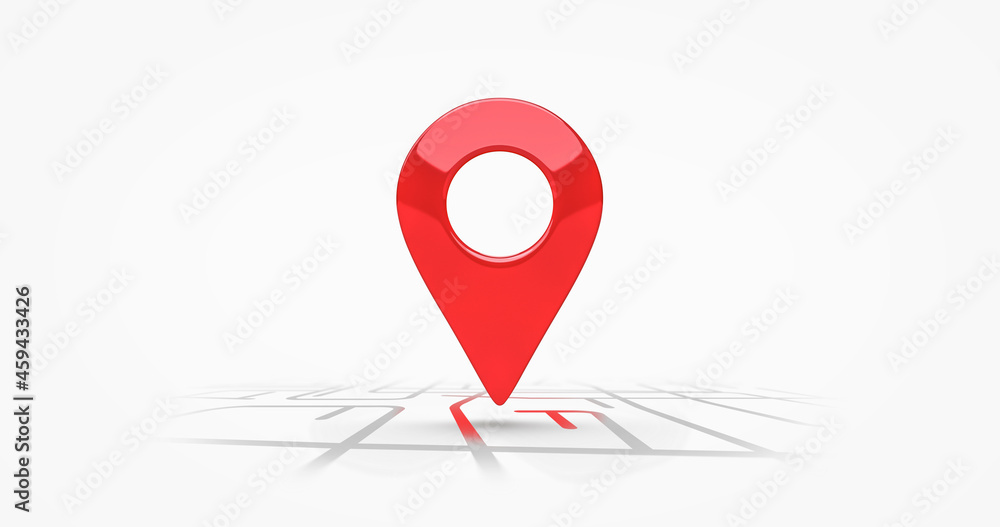 Red location symbol pin icon sign or navigation locator map travel gps ...