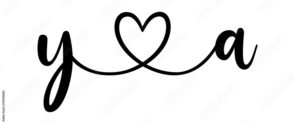 ya, ay, letters with heart Monogram, monogram wedding logo. Love icon ...