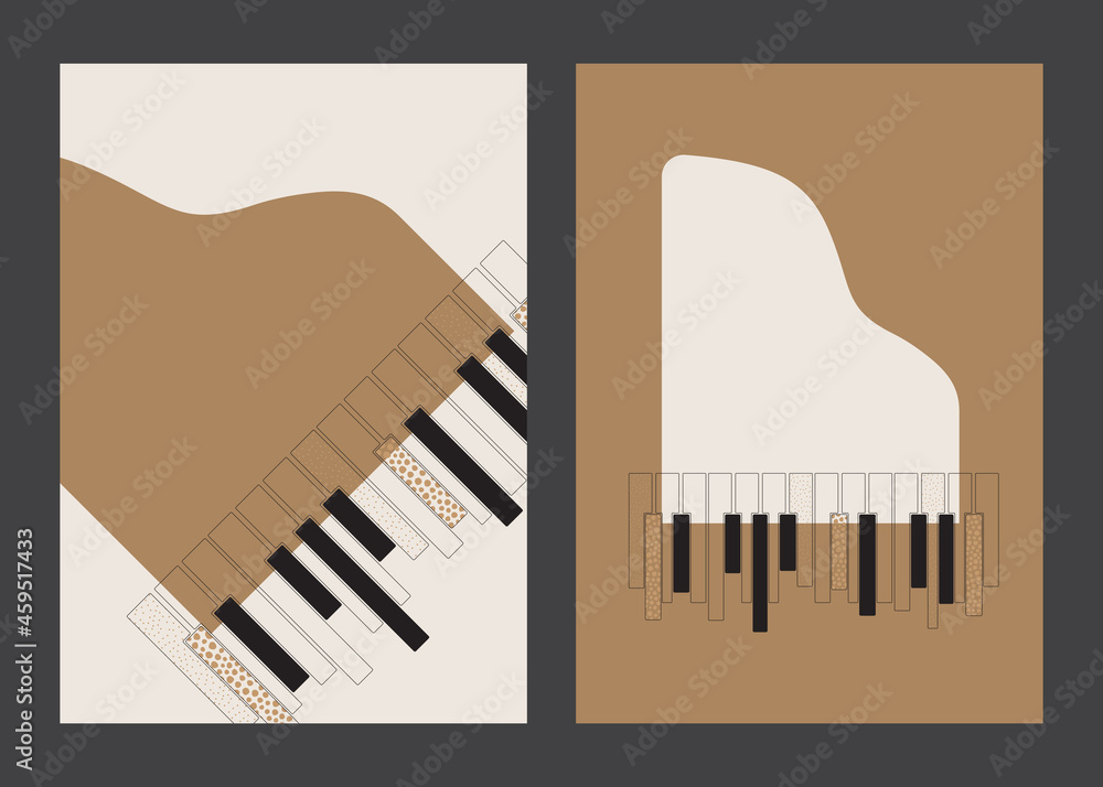Grand piano poster. Luxury music template with abstract music ...