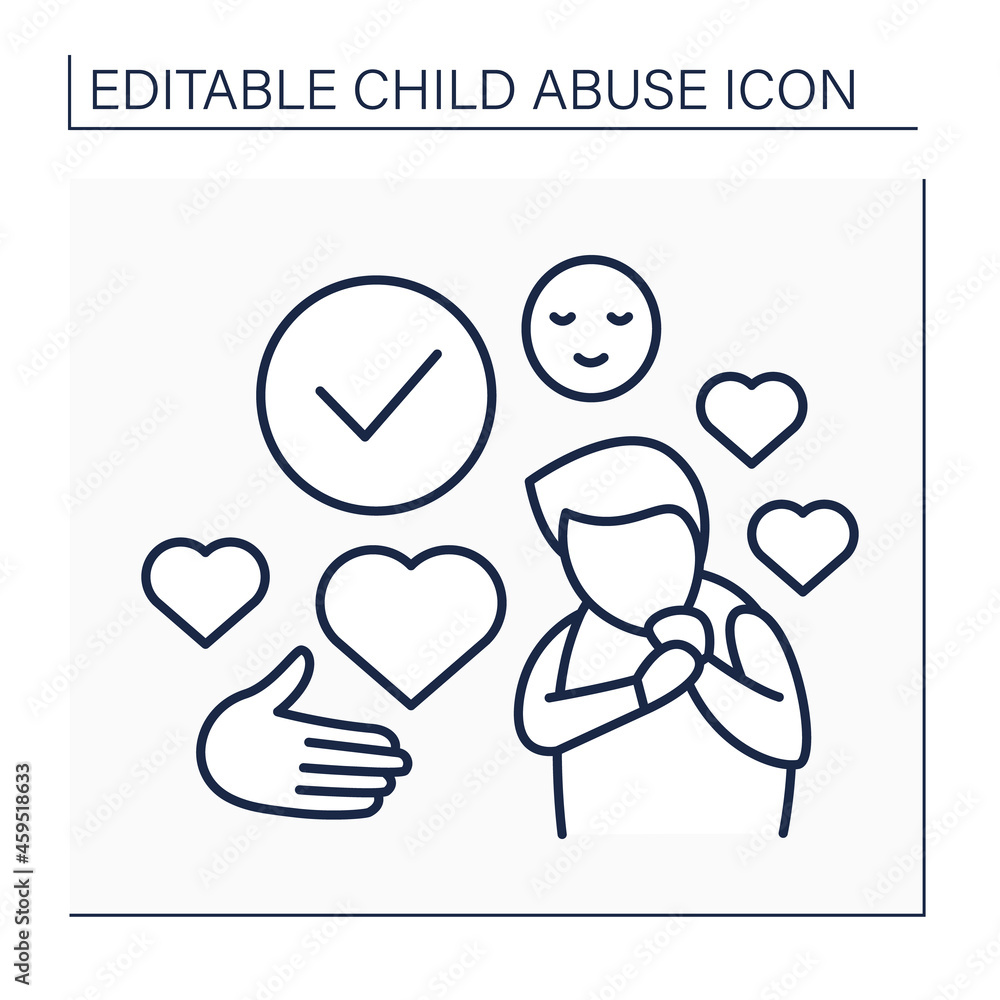 Support line icon. Care and nice behaviour against child. Child ...