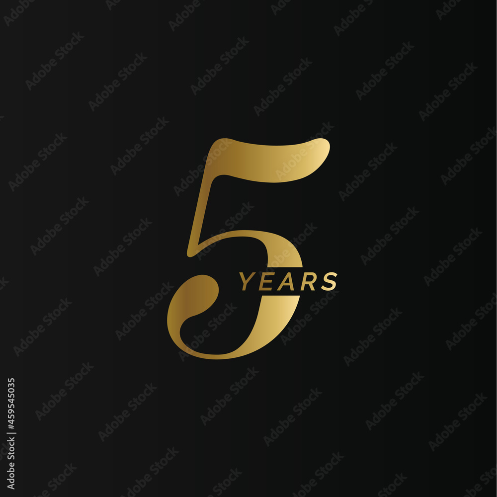 Anniversary company logo, 5 year, five gold number, wedding anniversary ...