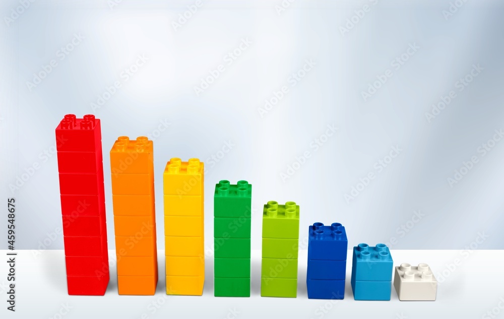 Increasing graph bar, infographic diagram, chart from cubes Stock Photo ...