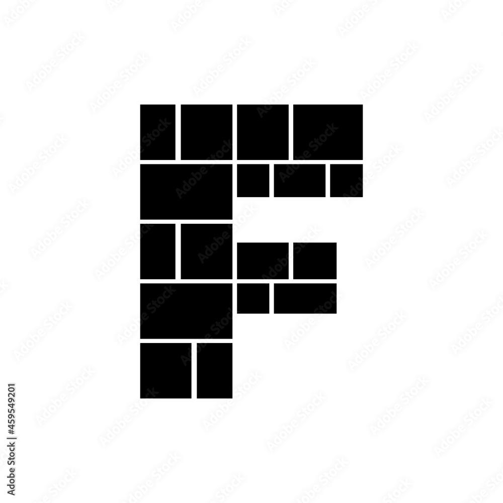 Letter F mask area. Alphabet-letter photo collage frames template ...