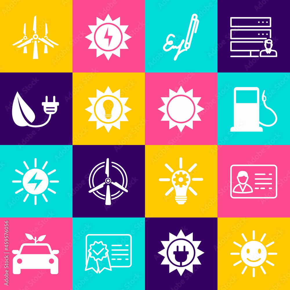 Set Cute sun with smile, Identification badge, Petrol or Gas station ...