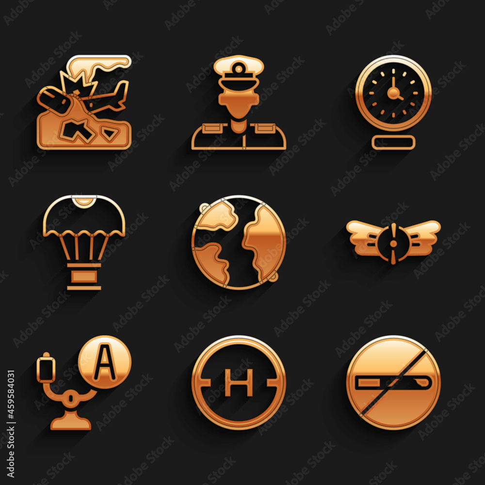 Set Worldwide, Helicopter landing pad, No Smoking, Aviation emblem ...