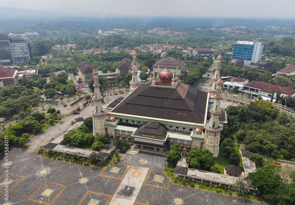 Aerial view of Masjid Raya Al-Bantani, The Great Mosque of Banten ...