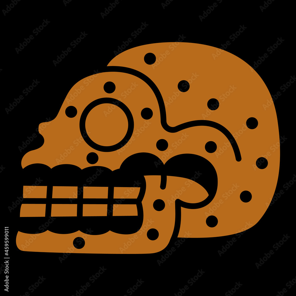 Stylized merry human skull. Halloween design. Native American art of ...