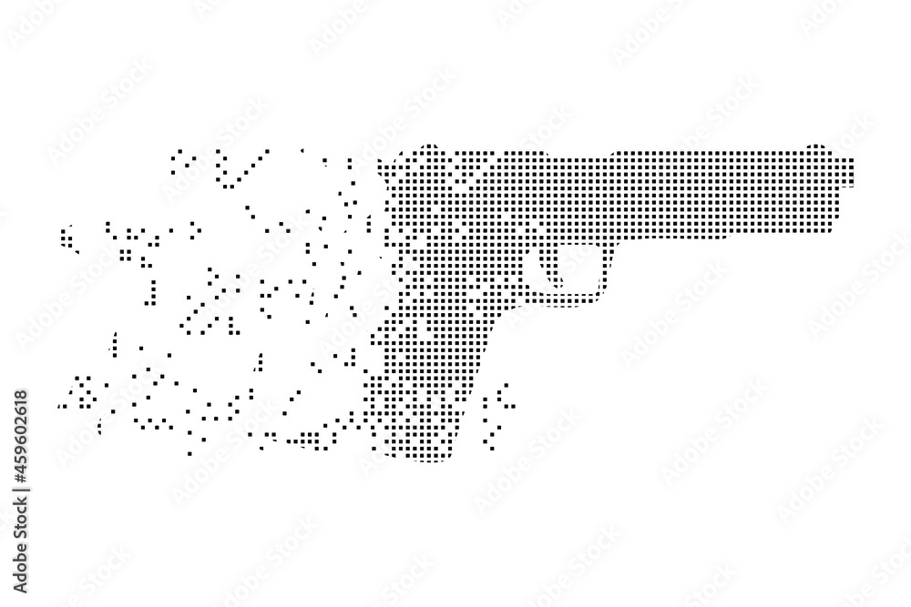 Vector de Stock Fractured gun, dot vector icon with disintegration ...