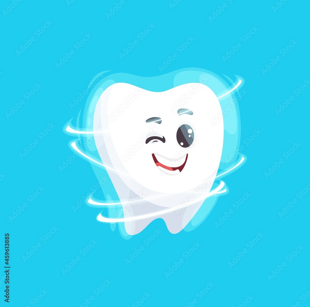 Tooth emoticon cartoon with shining perfect smile isolated cartoon ...