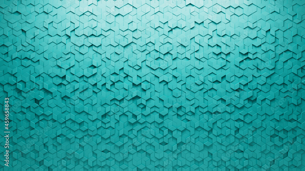 Diamond Shaped, 3D Mosaic Tiles arranged in the shape of a wall ...