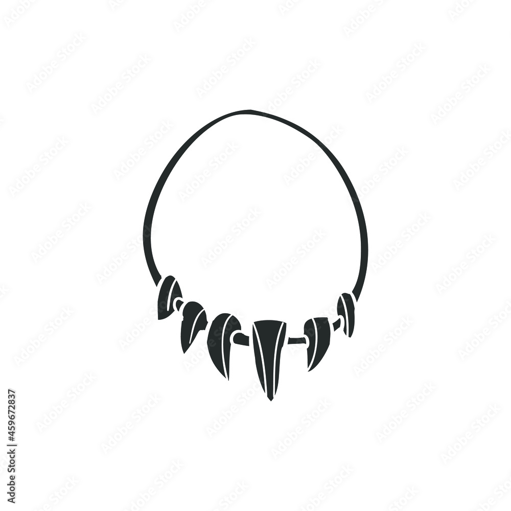 Ancient Necklace Icon Silhouette Illustration. Prehistoric Vector ...