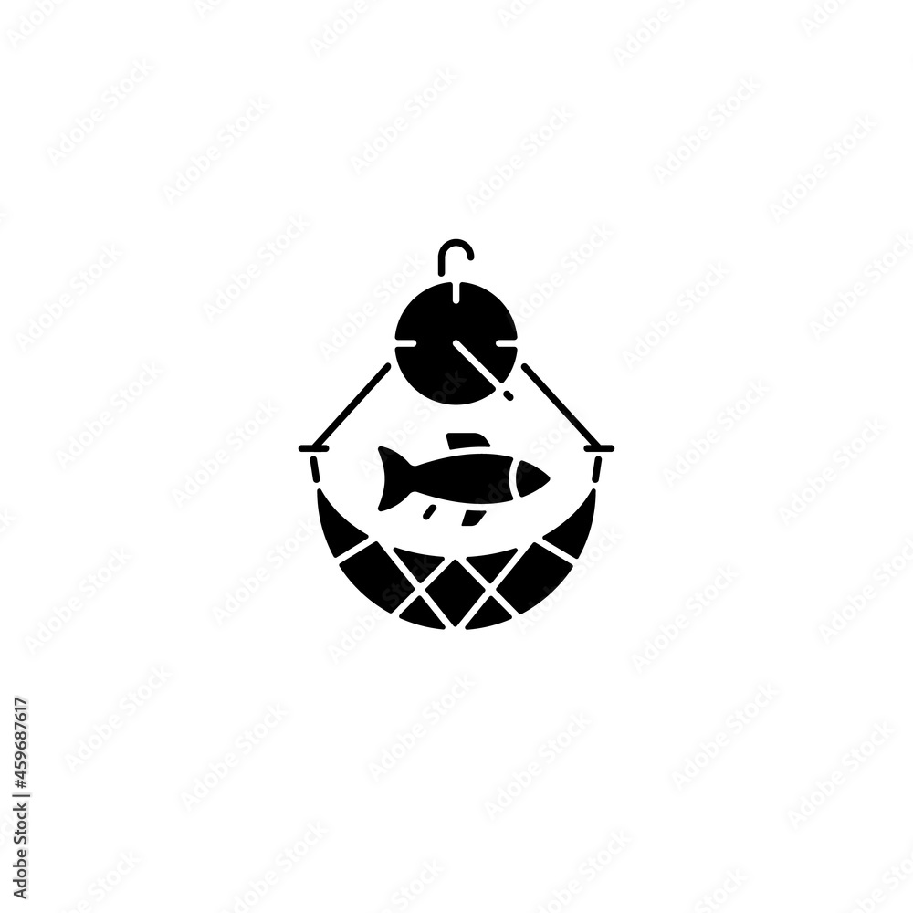 Vector de Stock Overfishing black glyph icon. Depletion of species ...