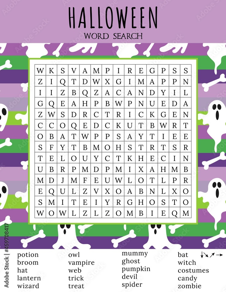 Vector de Stock Happy Halloween word search puzzle. October crossword ...