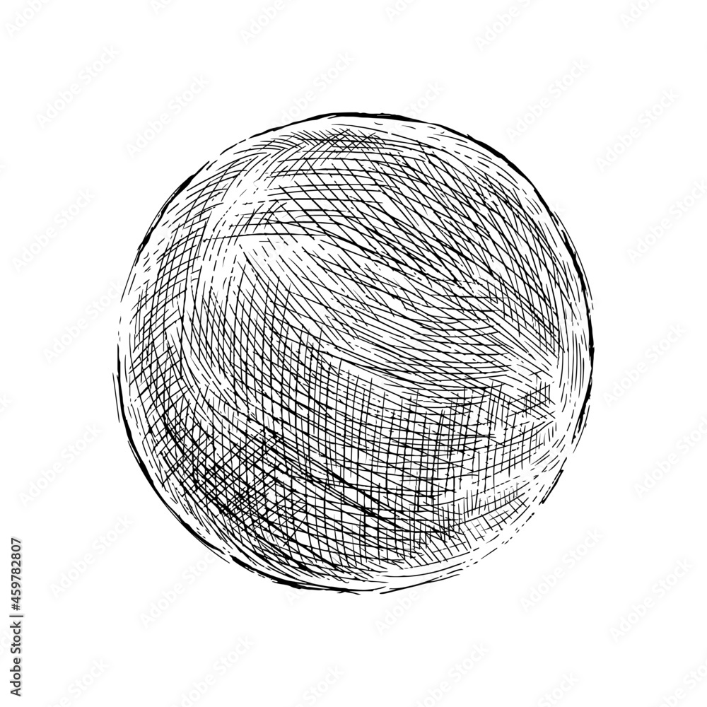 Vector de Stock Hand drawn shaded spheres. Simple black pen and ink ...