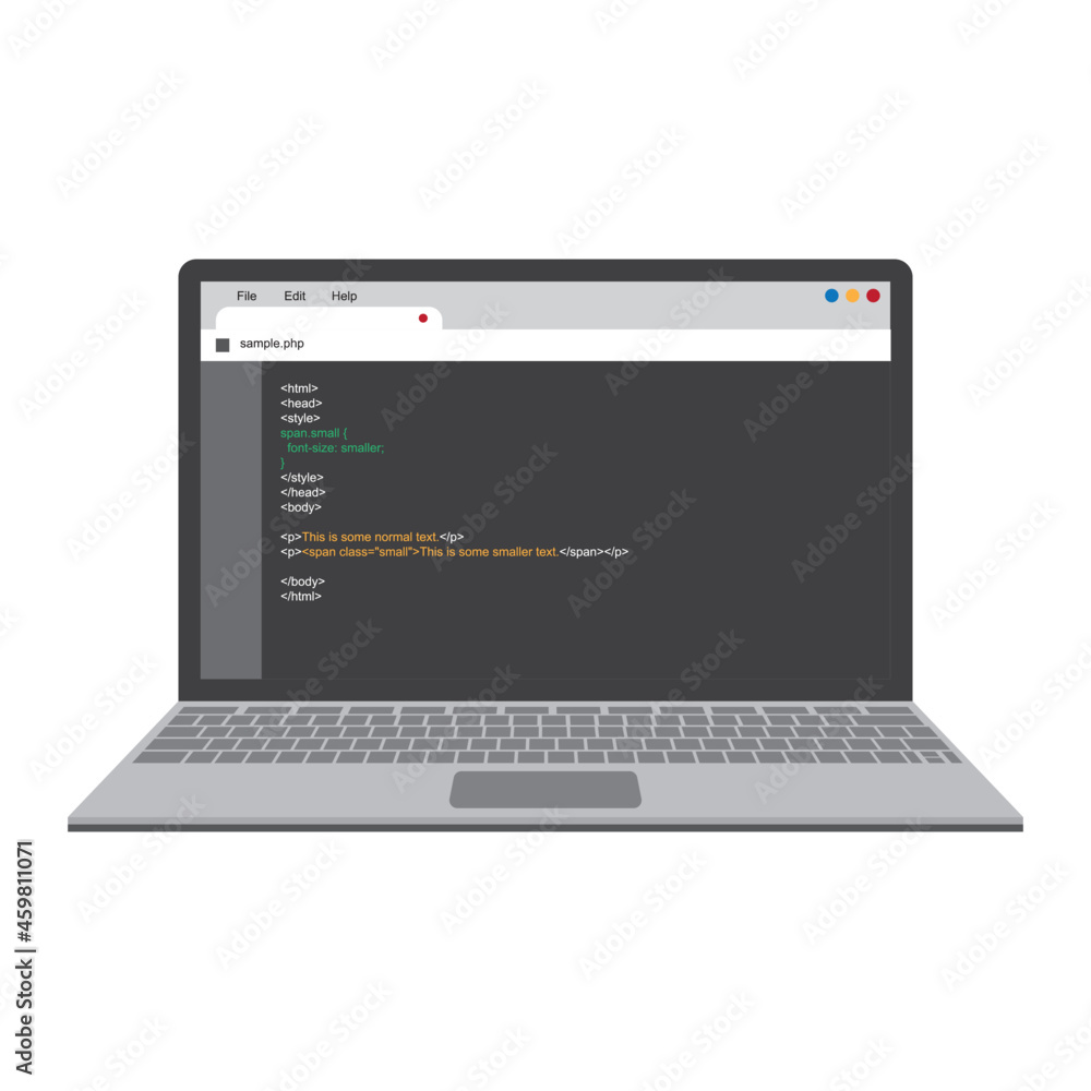 laptop and coding Stock Vector | Adobe Stock