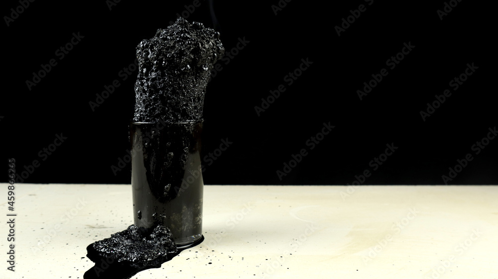 Sulfuric Acid and Sugar Chemical Reaction. Dehydration reaction of sugar by concentrated ...