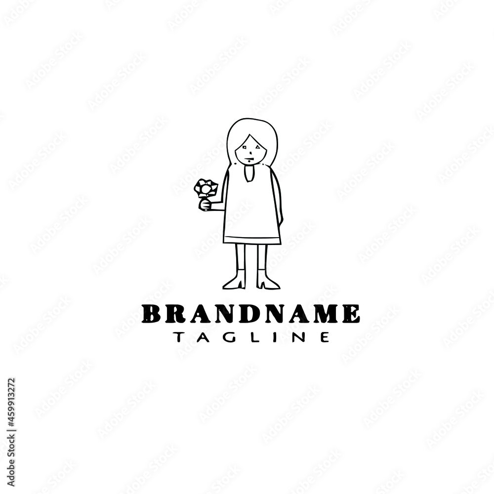 girl logo cartoon icon template black isolated vector illustration ...