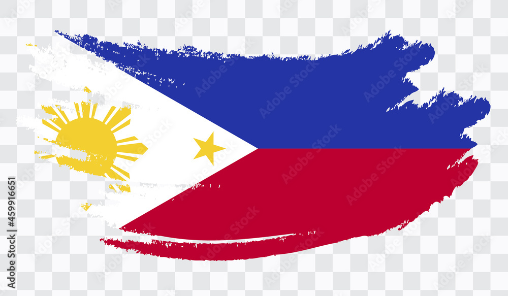 Grunge brush stroke with PHILIPPINES national flag. Watercolor painting ...