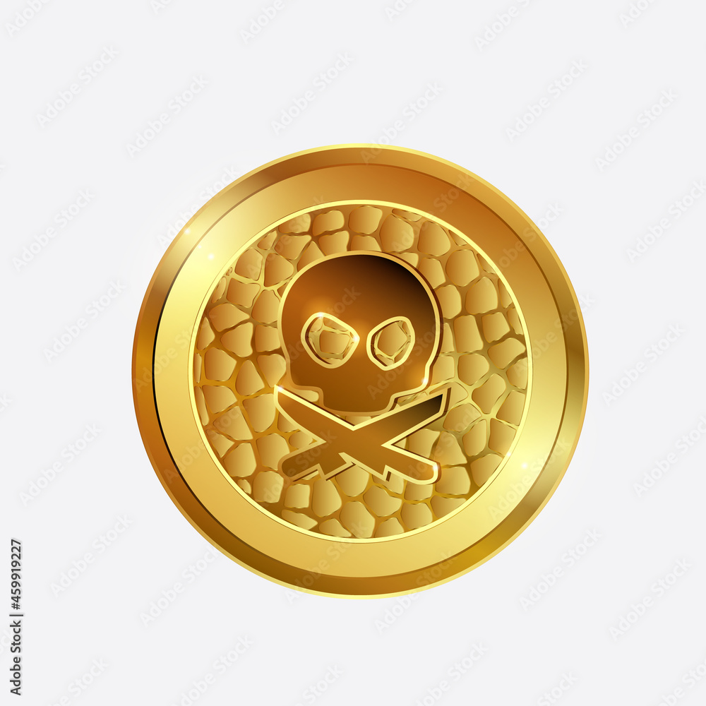Gold coin pirate, scull. Vector illustration. Stock Vector | Adobe Stock