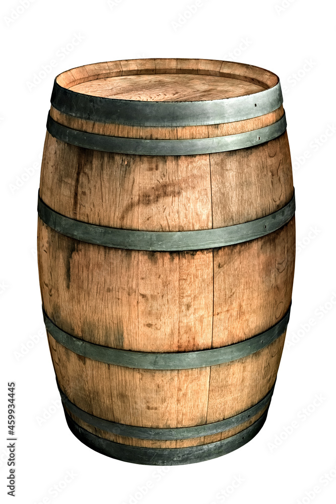 large wooden barrel isolated on white background Stock Photo | Adobe Stock