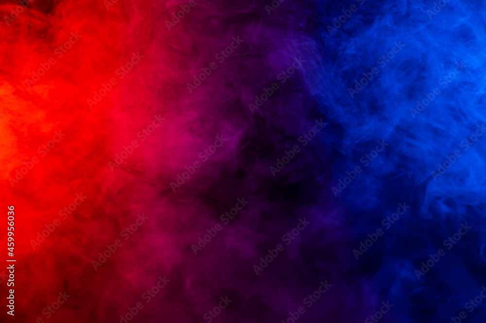 Fog in red blue neon light on black background. Stock Photo | Adobe Stock