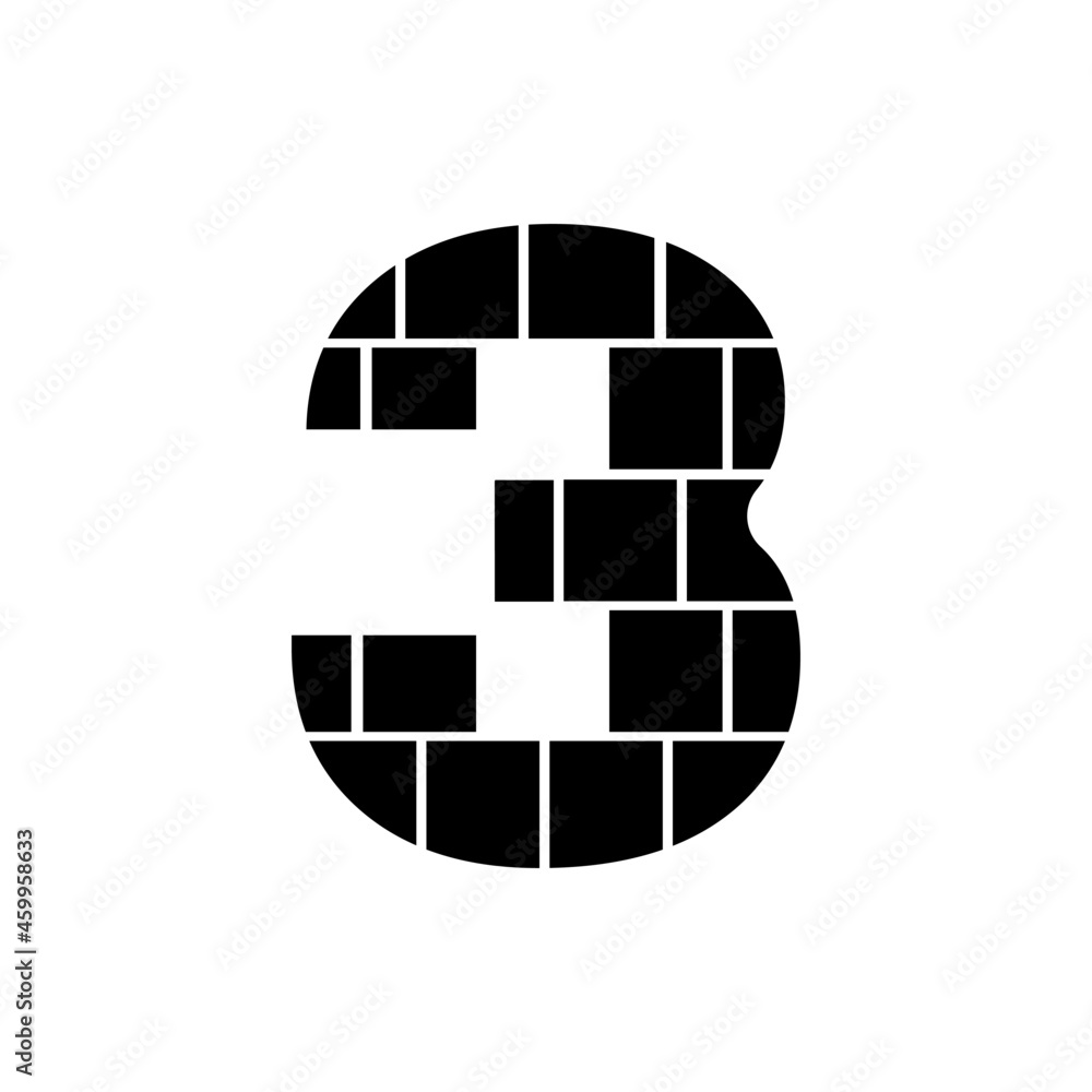 Vector de Stock Number 3 mask area. Number photo collage frames ...