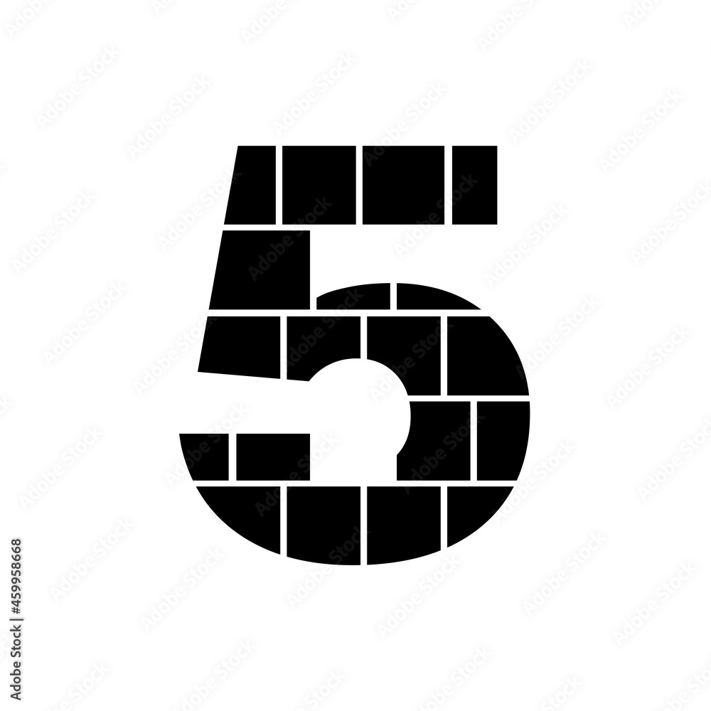 Number 5 mask area. Number photo collage frames template. Family photo ...