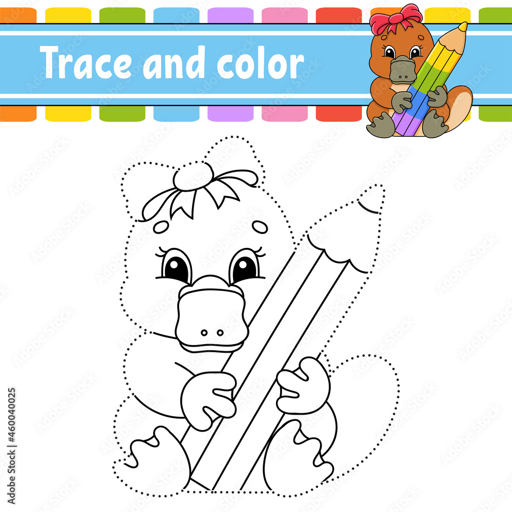 Trace and color. Coloring page for kids. Handwriting practice ...