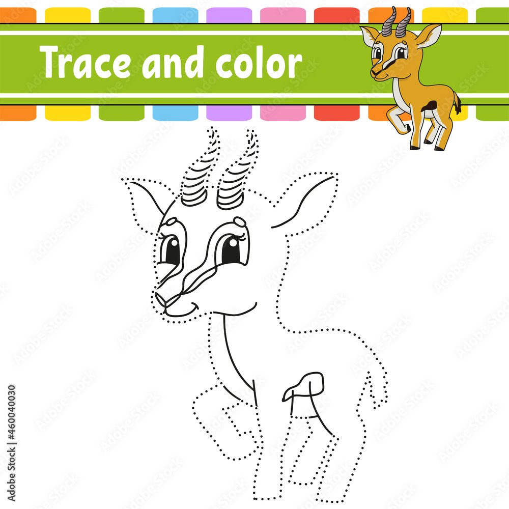 Trace and color. Coloring page for kids. Handwriting practice ...