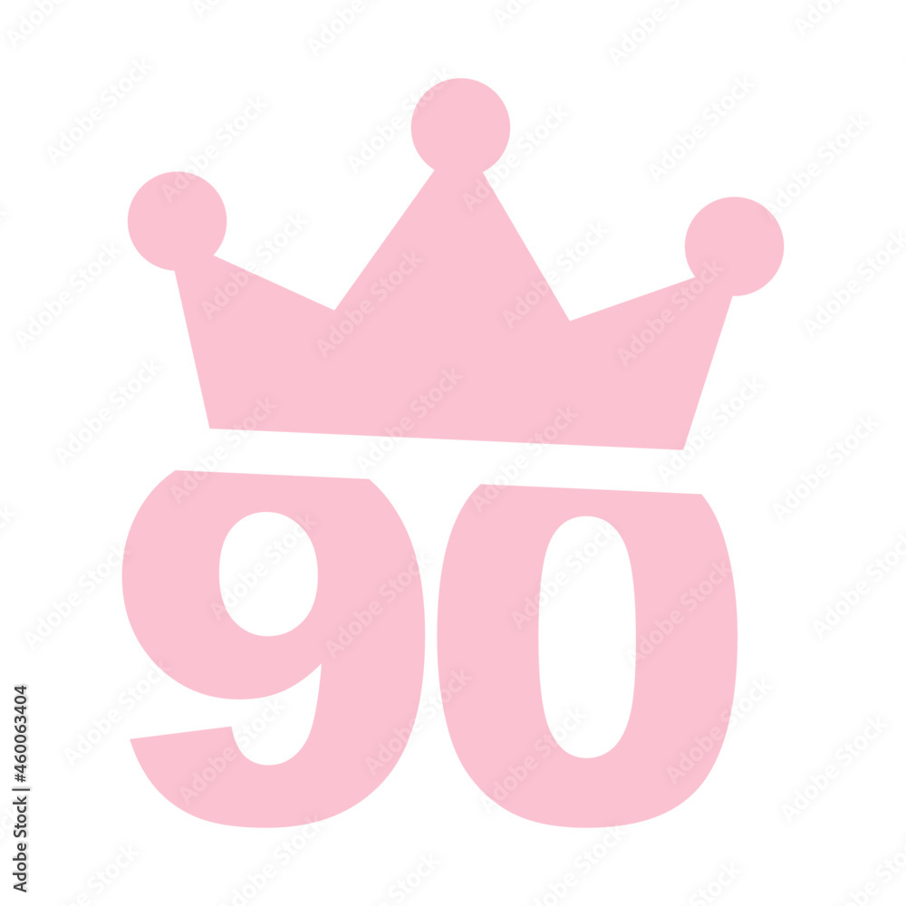 Vector illustration of 90th birthday party pink clip art icon - Number ...