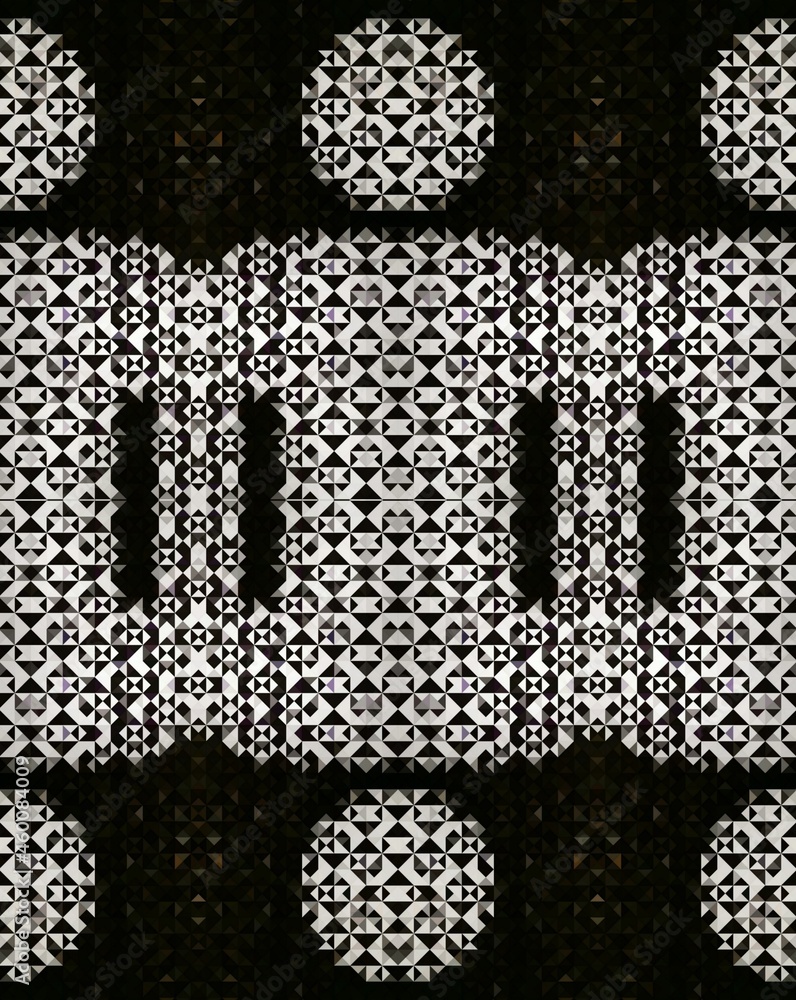 many conjoined 2D pictogram design with triangular texture in black ...