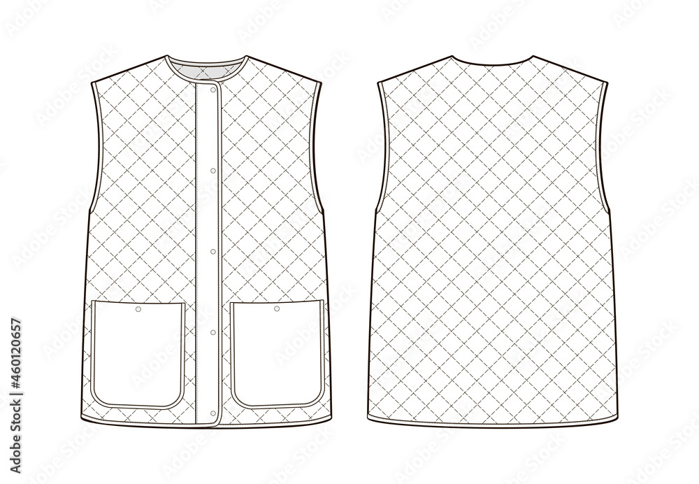 Fashion technical drawing of quilted vest Stock Vector | Adobe Stock