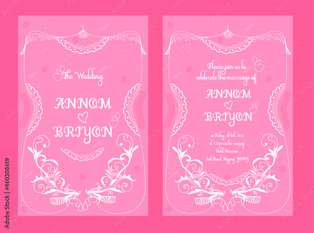 WEDDING INVITATION CARD. Rose pink color wedding invitation card design ...