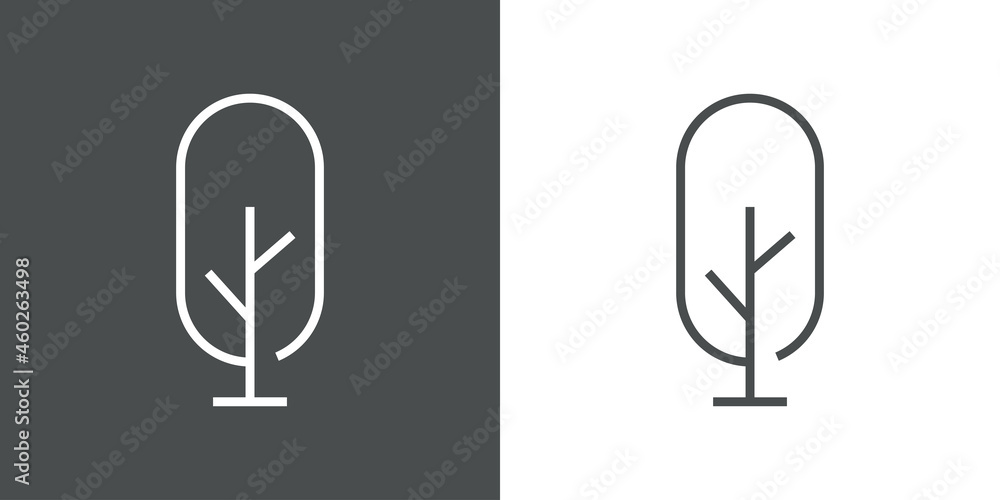 Logotipo lineal árbol abstracto con ramas en forma de óvalo en fondo ...