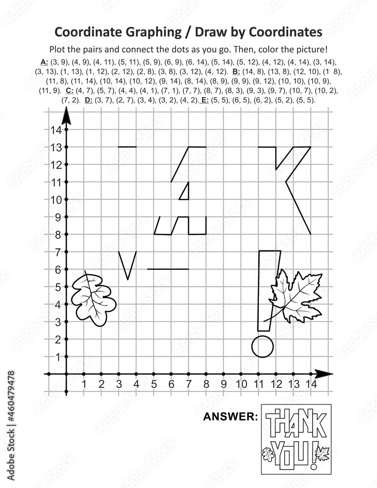 Coordinate graphing, or draw by coordinates, math worksheet with ...