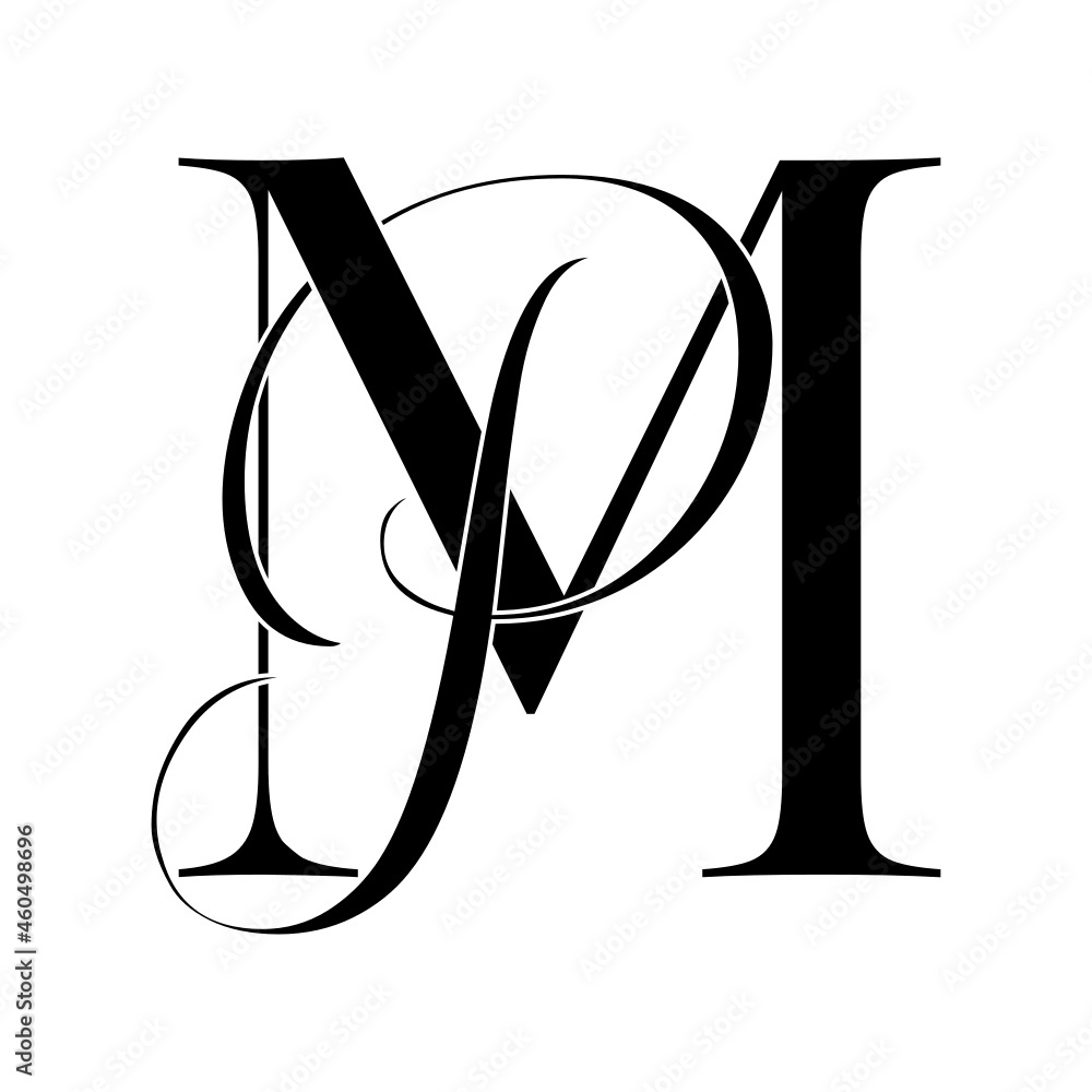 Image vectorielle Stock mp, pm, monogram logo. Calligraphic signature ...